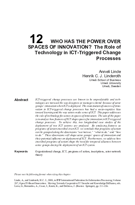 (PDF) Who Has the Power Over Spaces of Innovation? The Role of ...