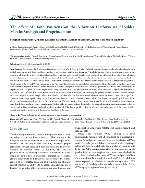 (PDF) The effect of Hand Positions on the Vibration Platform on ...