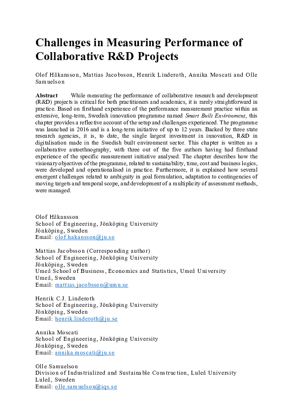 (PDF) Challenges in Measuring Performance of Collaborative R Projects