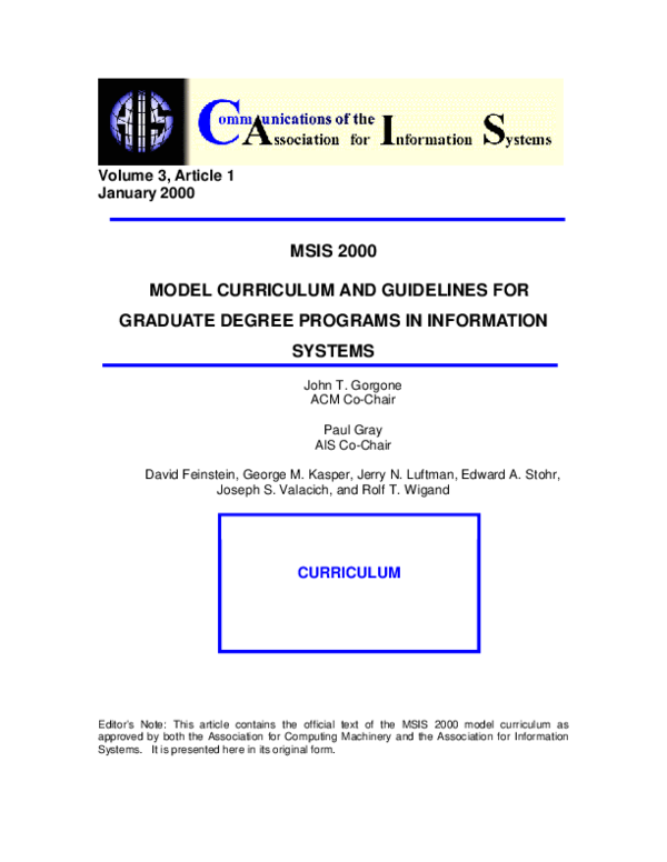 (PDF) MSIS 2000: Model Curriculum and Guidelines for Graduate Degree ...