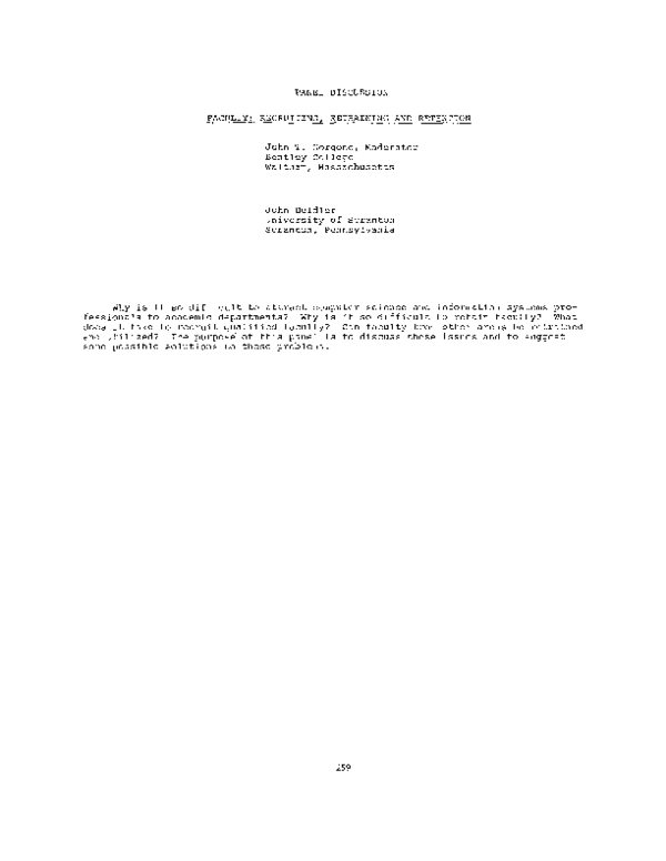 (PDF) Faculty (Panel Discussion)