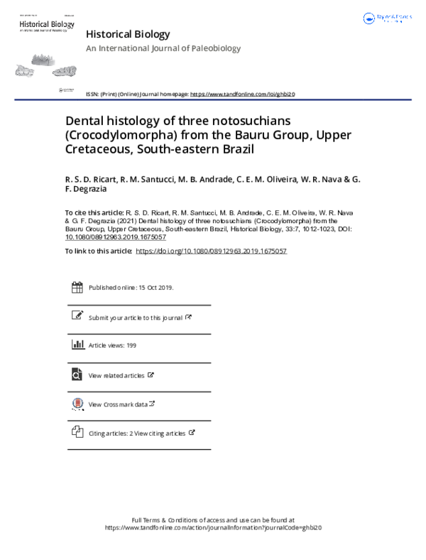 (PDF) Dental histology of three notosuchians (Crocodylomorpha) from the ...