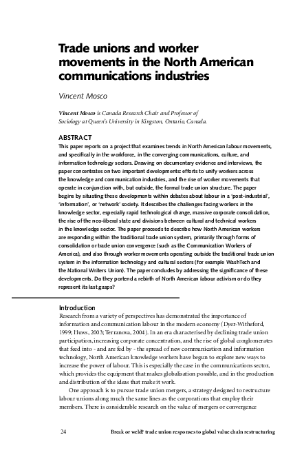 (PDF) Trade unions and worker movements in the North American ...