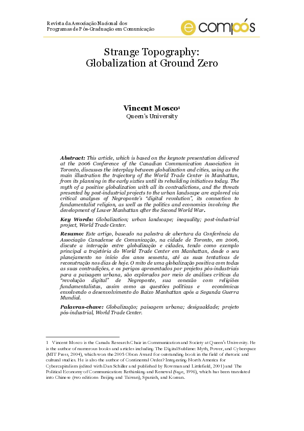 (PDF) Strange Topography: Globalization at Ground Zero