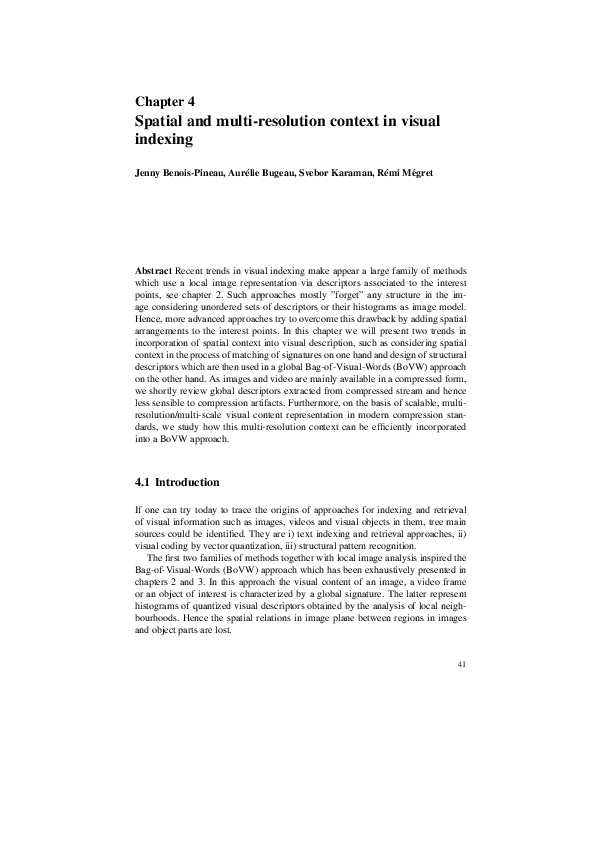 (PDF) Spatial and multi-resolution context in visual indexing