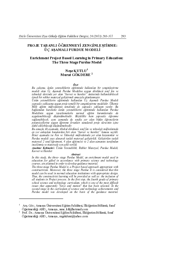 (PDF) Enrichment Project Based Learning in Primary Education: Three ...