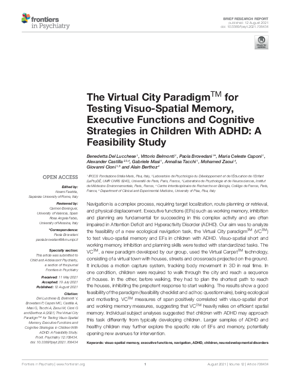 (PDF) Virtual City Paradigm for ADHD Cognitive Testing