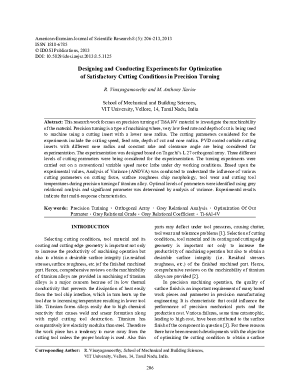 (PDF) Designing and Conducting Experiments for Optimization of ...