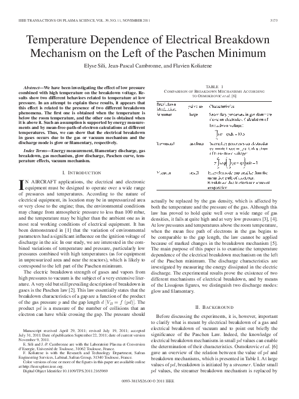 (PDF) Temperature Dependence of Electrical Breakdown Mechanism on the ...