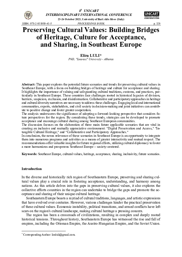 (PDF) Preserving Cultural Values: Building Bridges of Heritage, Culture ...