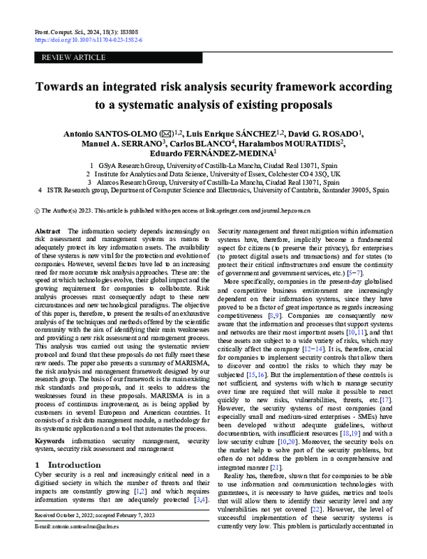 (PDF) Towards an integrated risk analysis security framework according to a systematic analysis ...