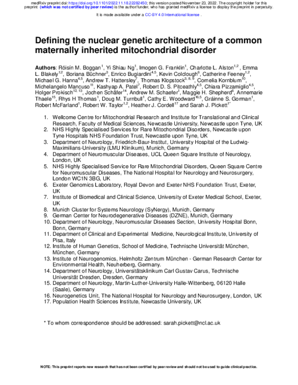 (PDF) Defining the nuclear genetic architecture of a common maternally ...