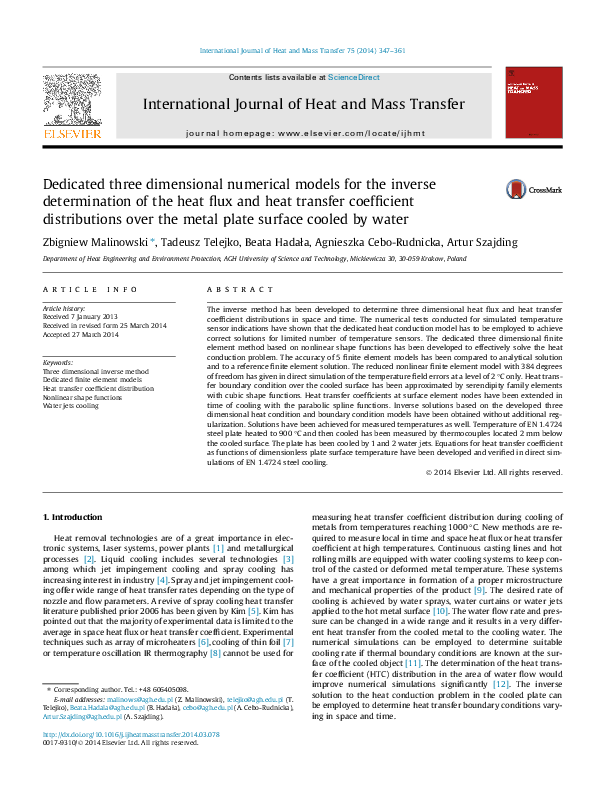 (PDF) Dedicated three dimensional numerical models for the inverse ...