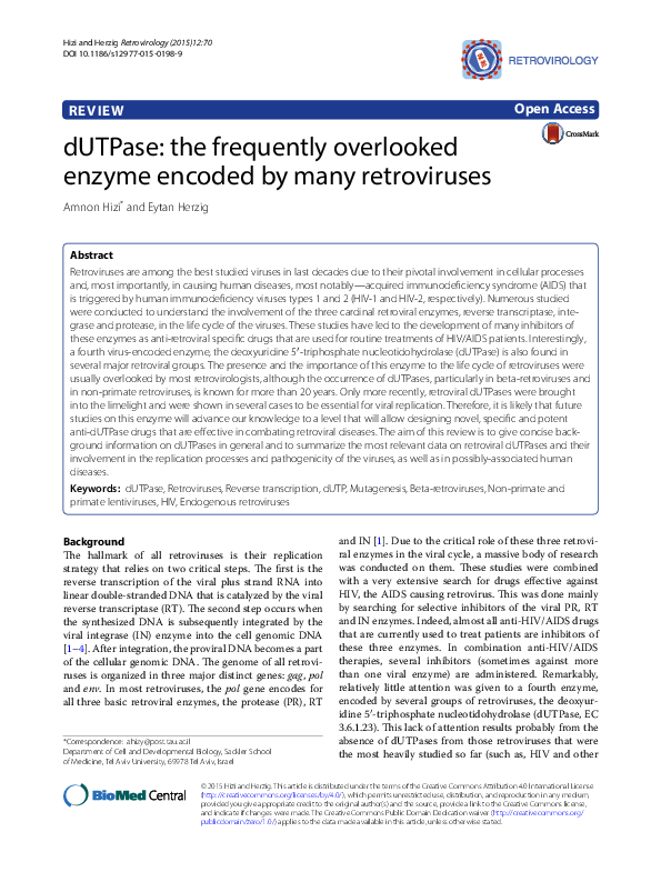 (PDF) dUTPase: the frequently overlooked enzyme encoded by many ...