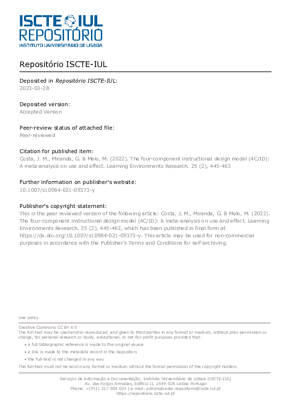 (PDF) Four-component instructional design (4C/ID) model: a meta ...