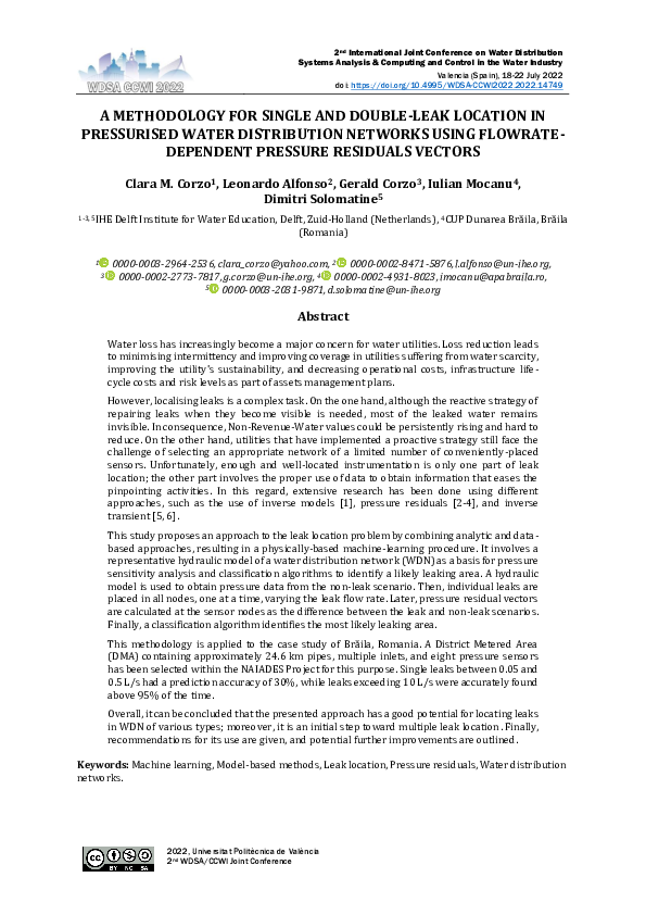 (PDF) A methodology for single and double-leak location in pressurised water distribution ...