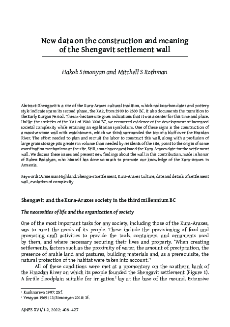 (PDF) New data on the construction and meaning of the Shengavit ...