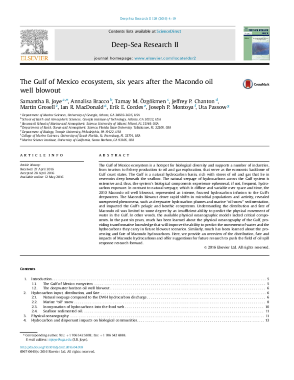 (PDF) The Gulf of Mexico ecosystem, six years after the Macondo oil ...
