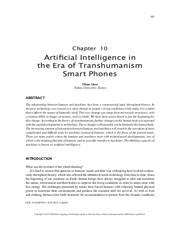 (PDF) Artificial Intelligence in the Era of Transhumanism Smart Phones