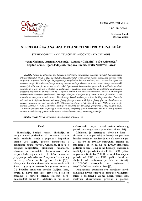 (PDF) Stereological analysis of melanocytic skin changes