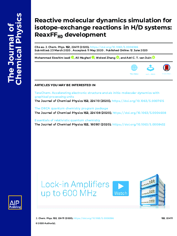 (PDF) Reactive molecular dynamics simulation for isotope-exchange reactions in H/D systems ...