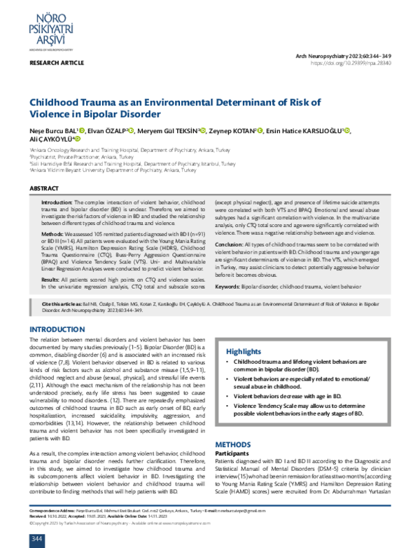 (PDF) Childhood Trauma as an Environmental Determinant of Risk of ...
