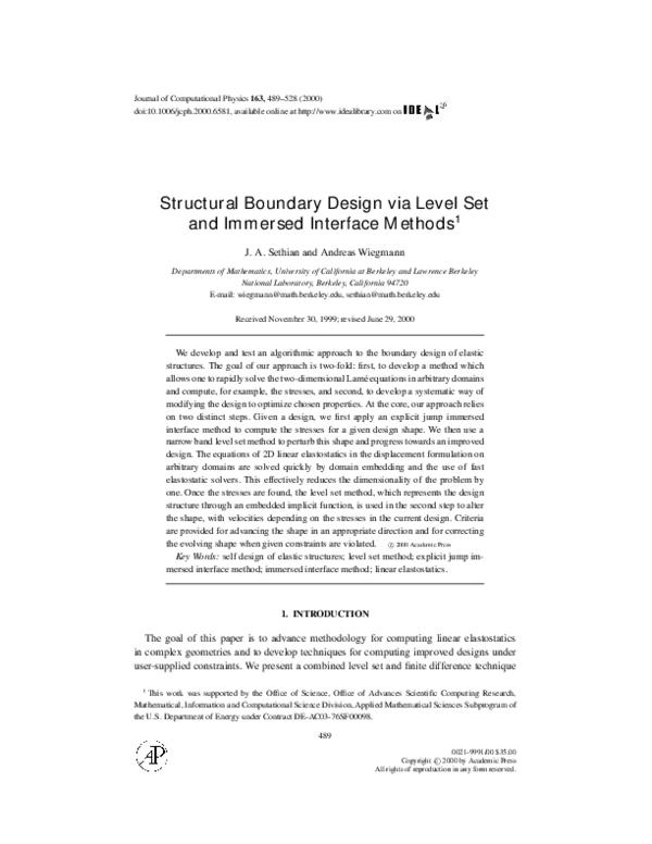 (PDF) Structural Boundary Design via Level Set and Immersed Interface Methods