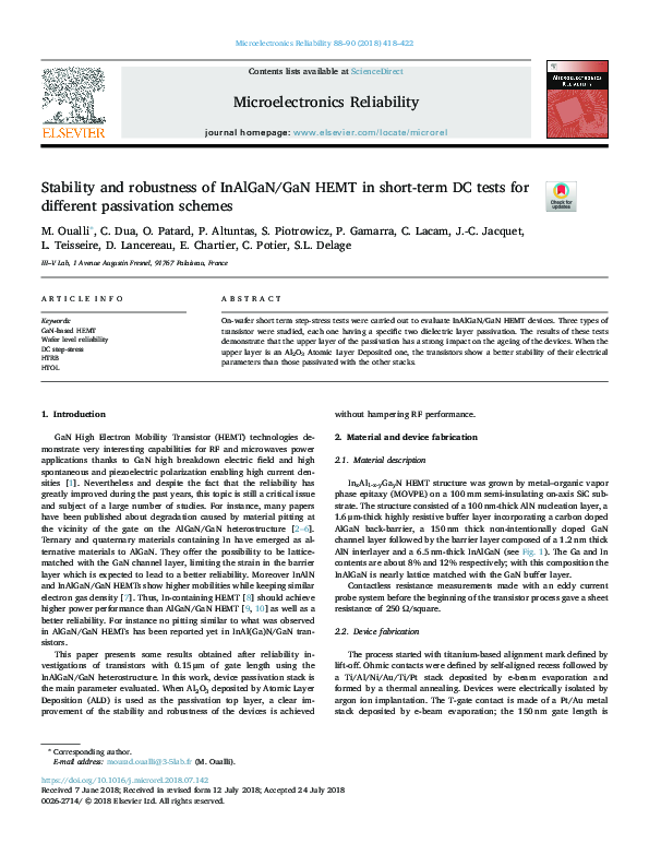 (PDF) Stability and robustness of InAlGaN/GaN HEMT in short-term DC ...