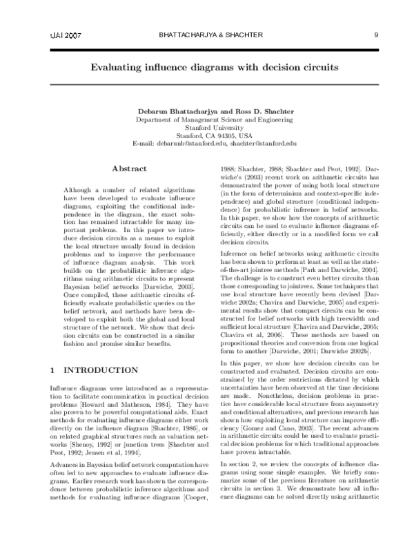 (PDF) Decision Circuits for Influence Diagrams
