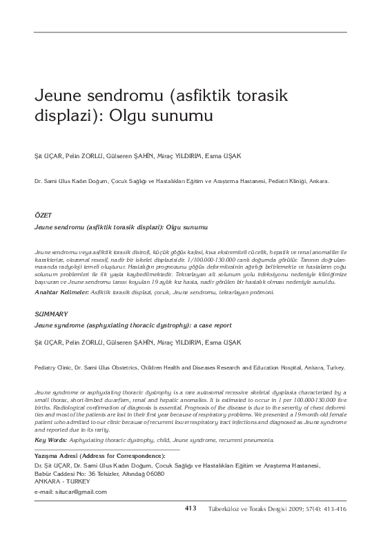 (PDF) [Jeune syndrome (asphyxiating thoracic dystrophy): a case report]