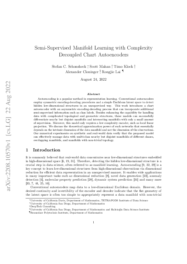 Pdf Semi Supervised Manifold Learning With Complexity Decoupled Chart Autoencoders Stefan