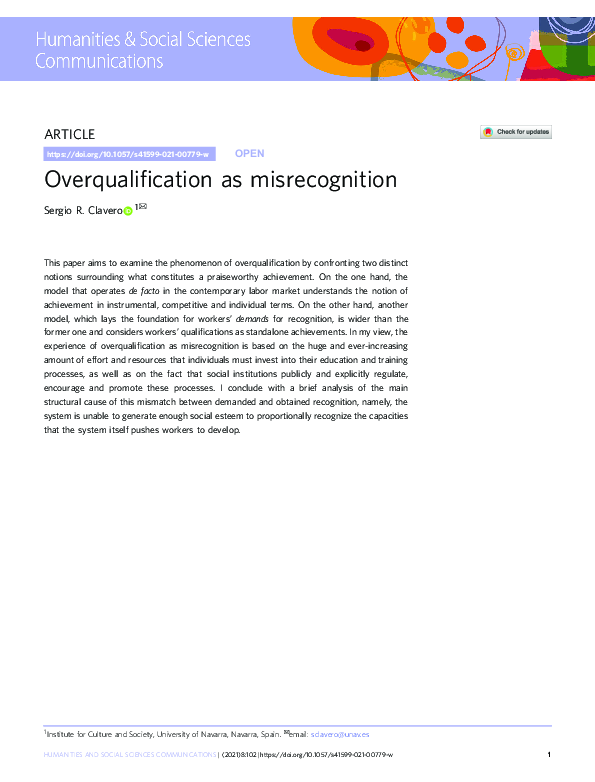 (PDF) Overqualification as misrecognition