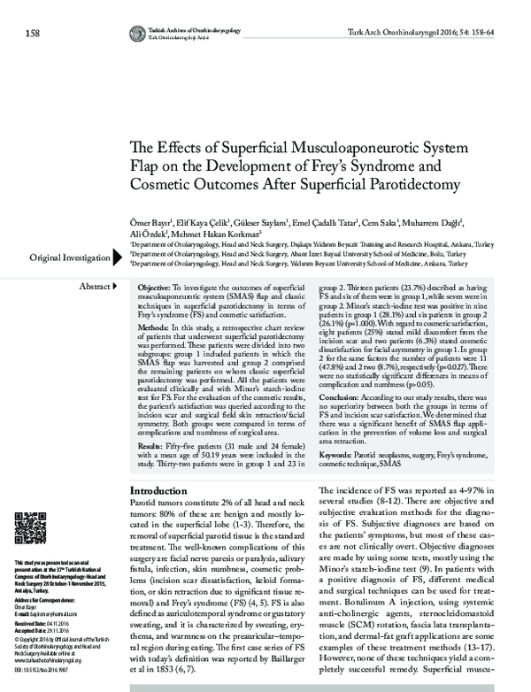 (PDF) The Effects of Superficial Musculoaponeurotic System Flap on the ...