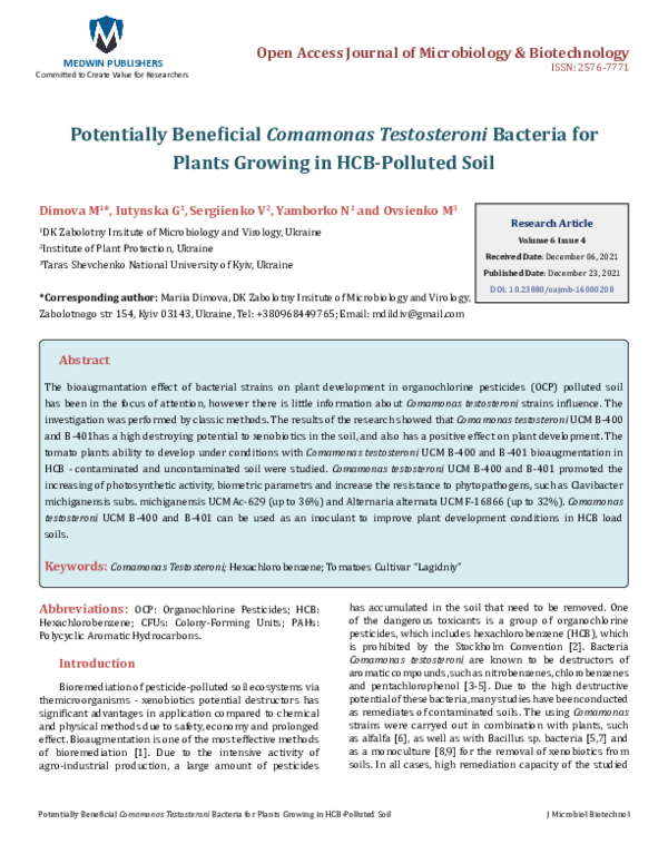 (PDF) Potentially Beneficial Comamonas Testosteroni Bacteria for Plants ...