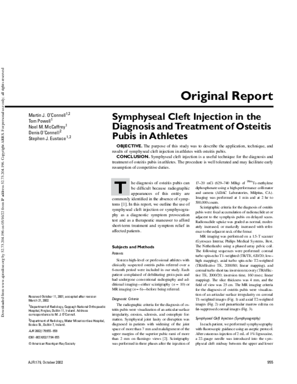 (PDF) Symphyseal Cleft Injection in the Diagnosis and Treatment of ...