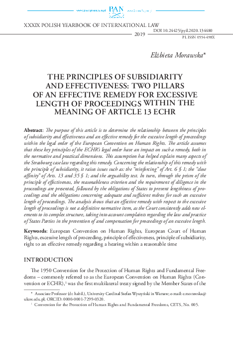 (PDF) The Principles of Subsidiarity and Effectiveness: Two Pillars of ...