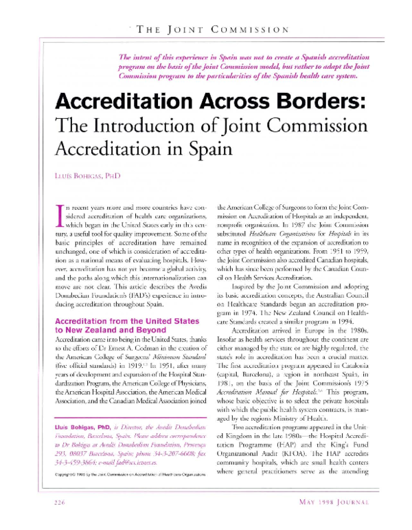 (PDF) Accreditation Across Borders: The Introduction of Joint ...