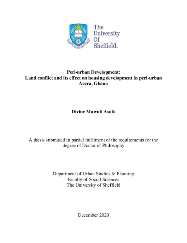 (PDF) Peri-urban Development: Land conflict and its effect on housing ...