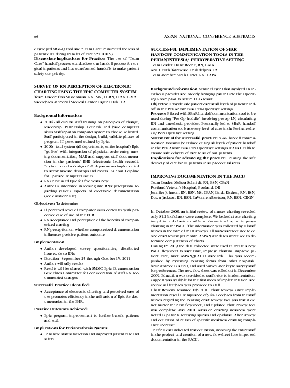 (PDF) Improving Documentation in the PACU