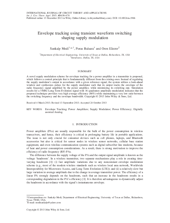 (PDF) Envelope tracking using transient waveform switching shaping ...