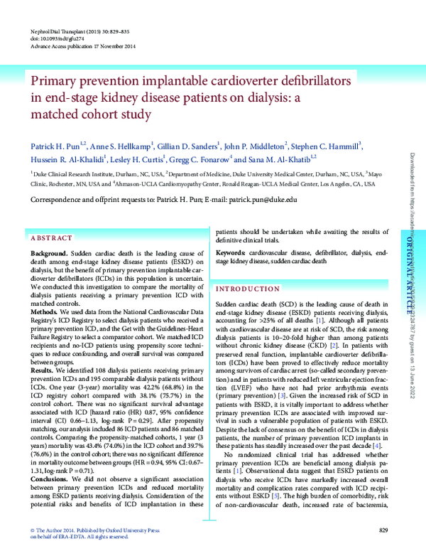 (PDF) Primary prevention implantable cardioverter–defibrillator ...