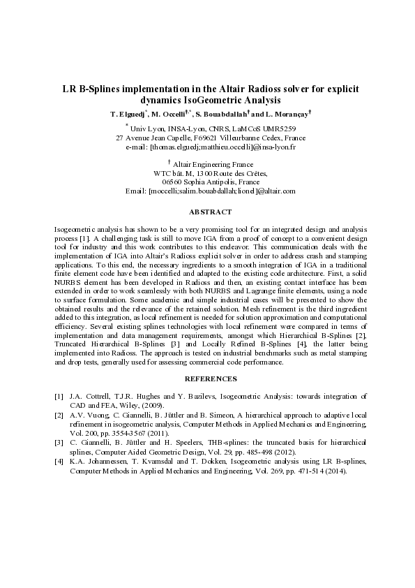 (PDF) LR B-Splines implementation in the Altair RadiossTM solver for explicit dynamics ...
