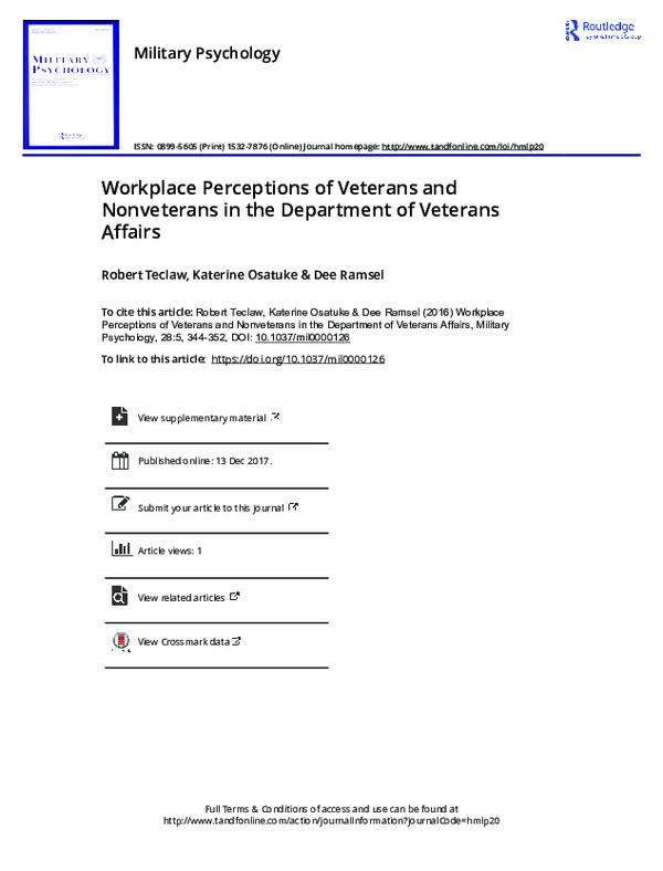 (PDF) Workplace Perceptions of Veterans and Nonveterans in the ...