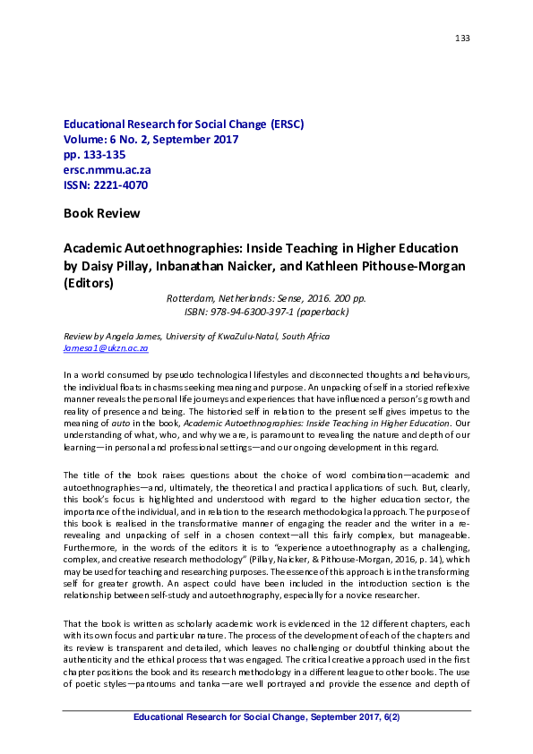 (PDF) Academic Autoethnographies: Inside Teaching in Higher Education ...