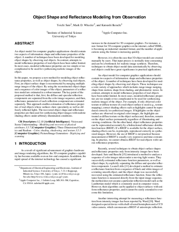 (PDF) Object Shape and Reflectance Modeling from Observation
