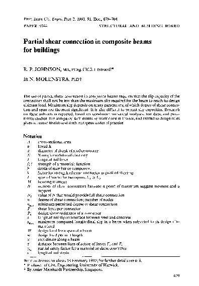 (PDF) Partial Shear Connection in Composite Beams for Buildings