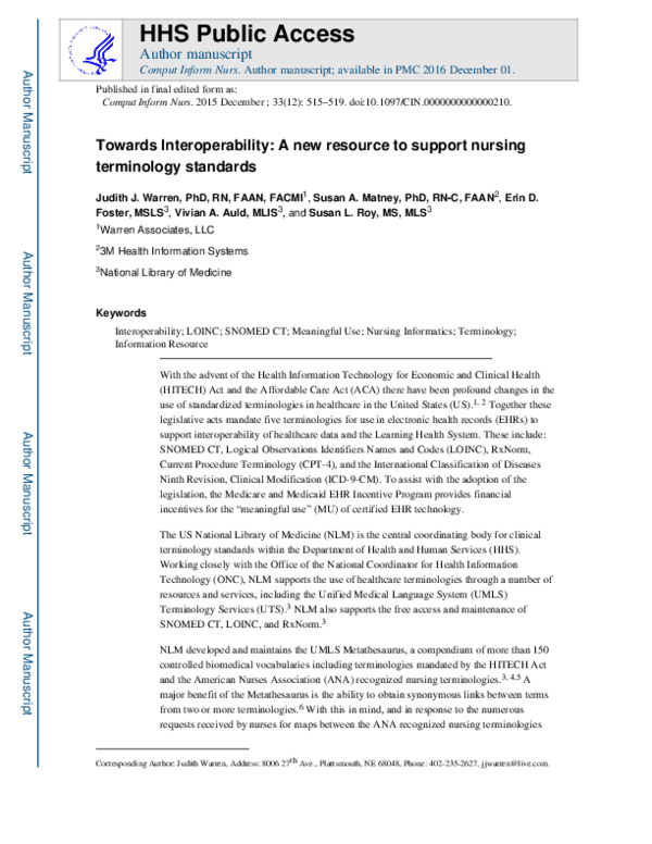 (PDF) Toward Interoperability