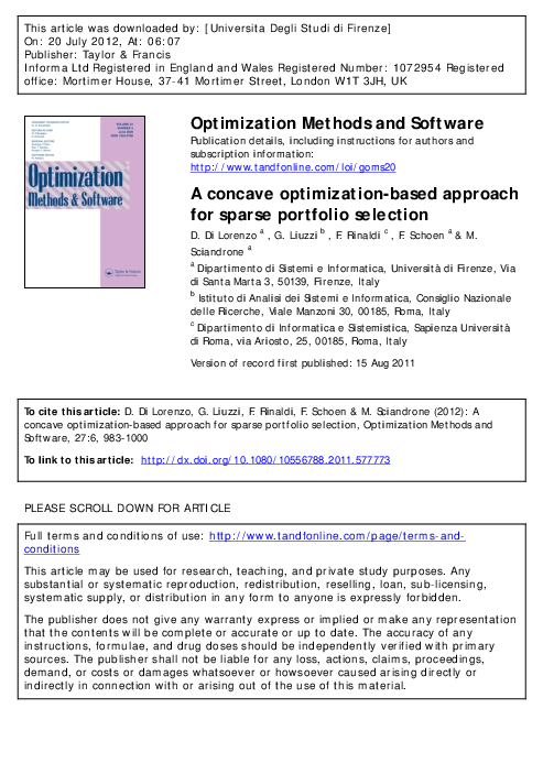(PDF) A concave optimization-based approach for sparse portfolio selection