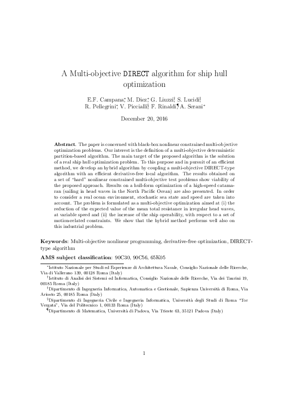 (PDF) A multi-objective DIRECT algorithm for ship hull optimization
