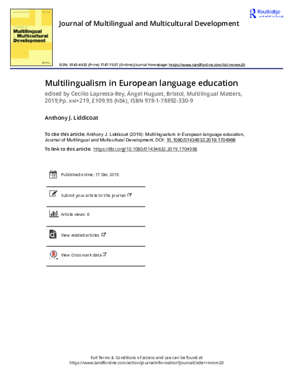 (PDF) Multilingualism in European Language Education